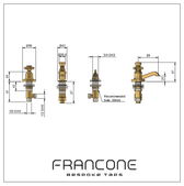 BT17 Three-hole, deck-mounted basin tap solid brass – Francone Bespoke Taps