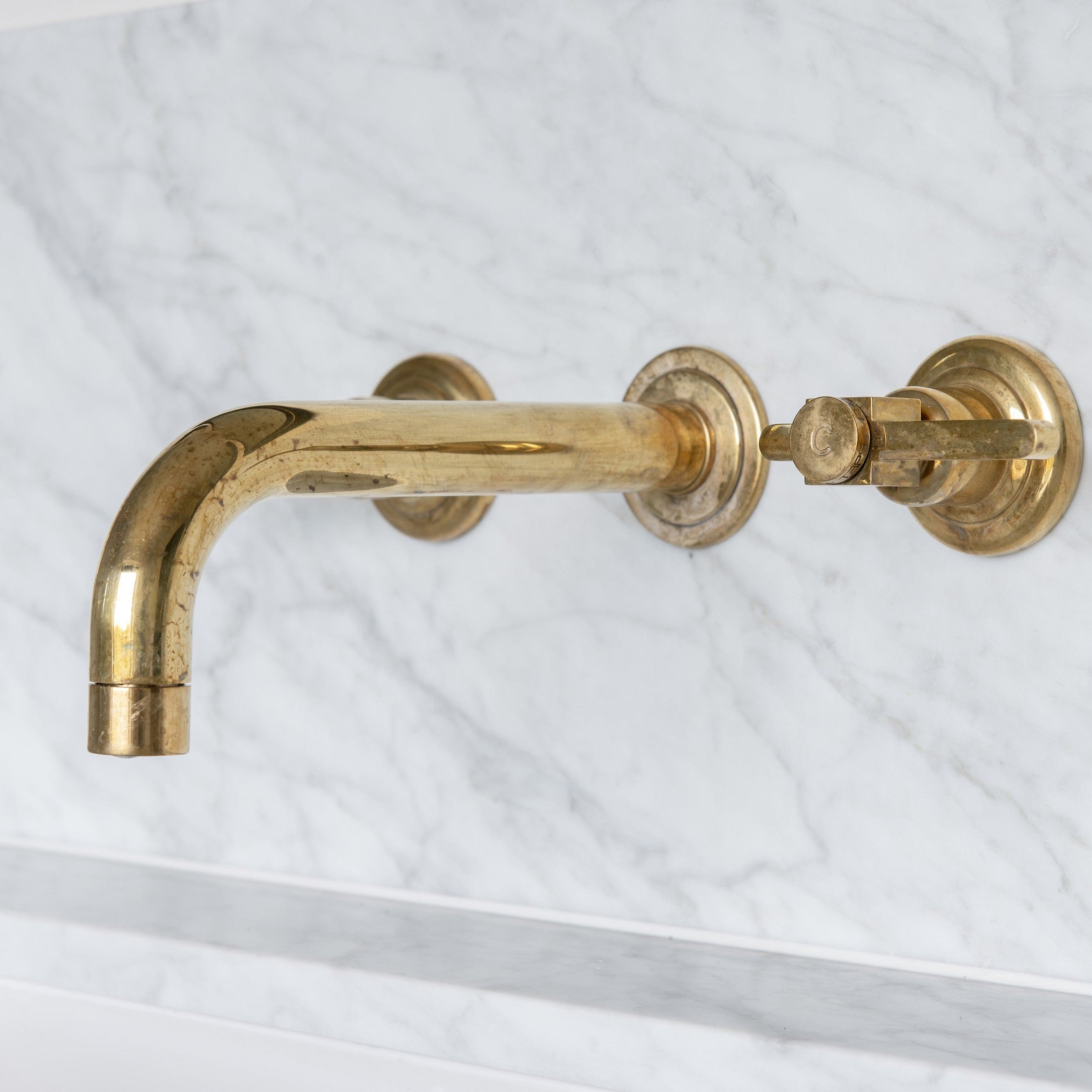 BT58 Wall mounted 3 hole basin taps with handcrafted lever handles ...