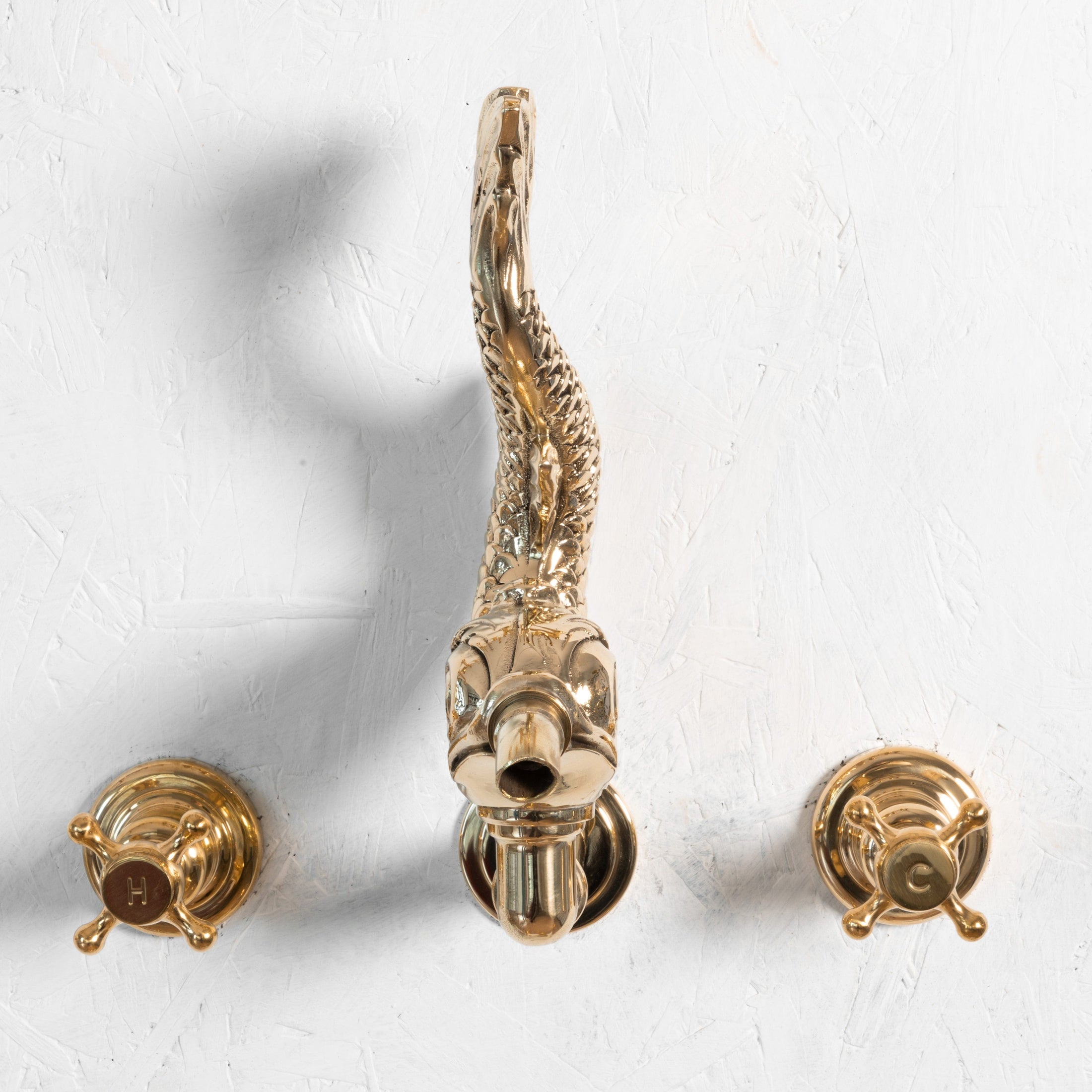 BT81W Wall Mounted Solid Brass Taps with Fish Spout – Francone Bespoke Taps