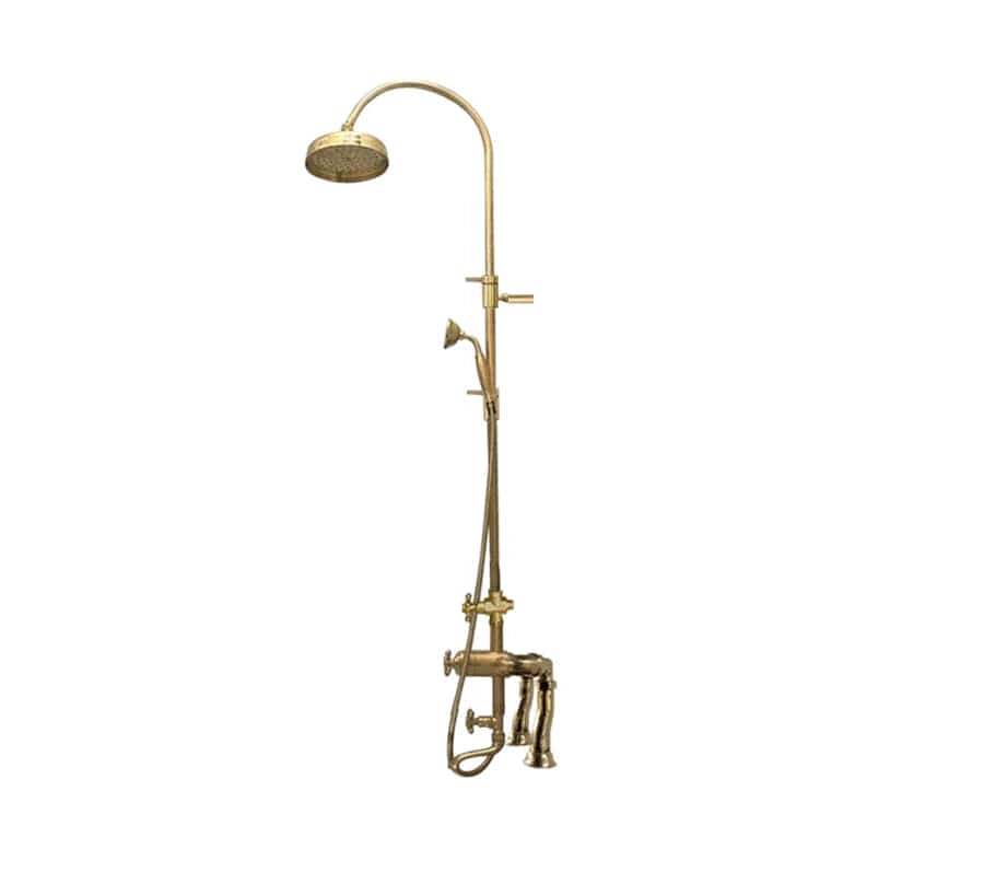 BTS3D Exposed deck mounted thermostatic column shower with hand shower ...