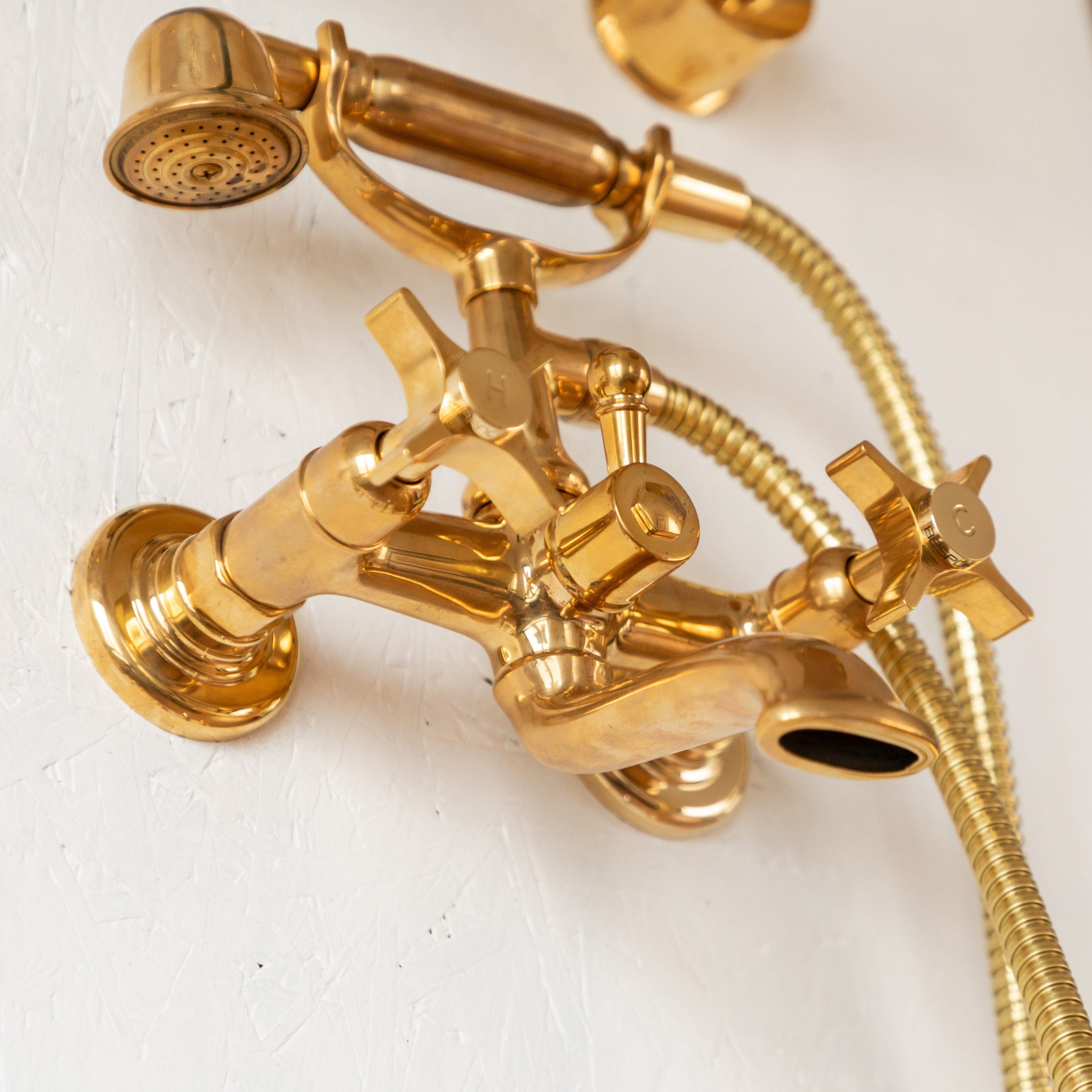 BT26 Wall mounted bath filler with hand shower – Francone Bespoke Taps
